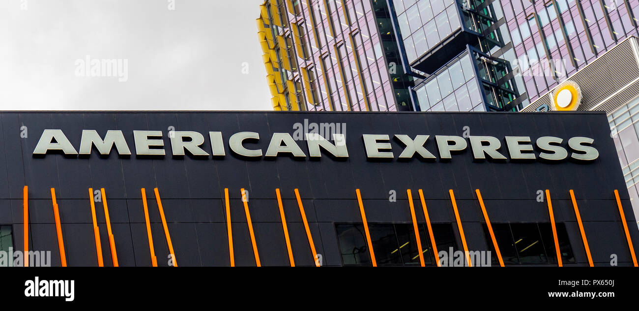 American Express masthead on Shelley Street head office building Sydney ...