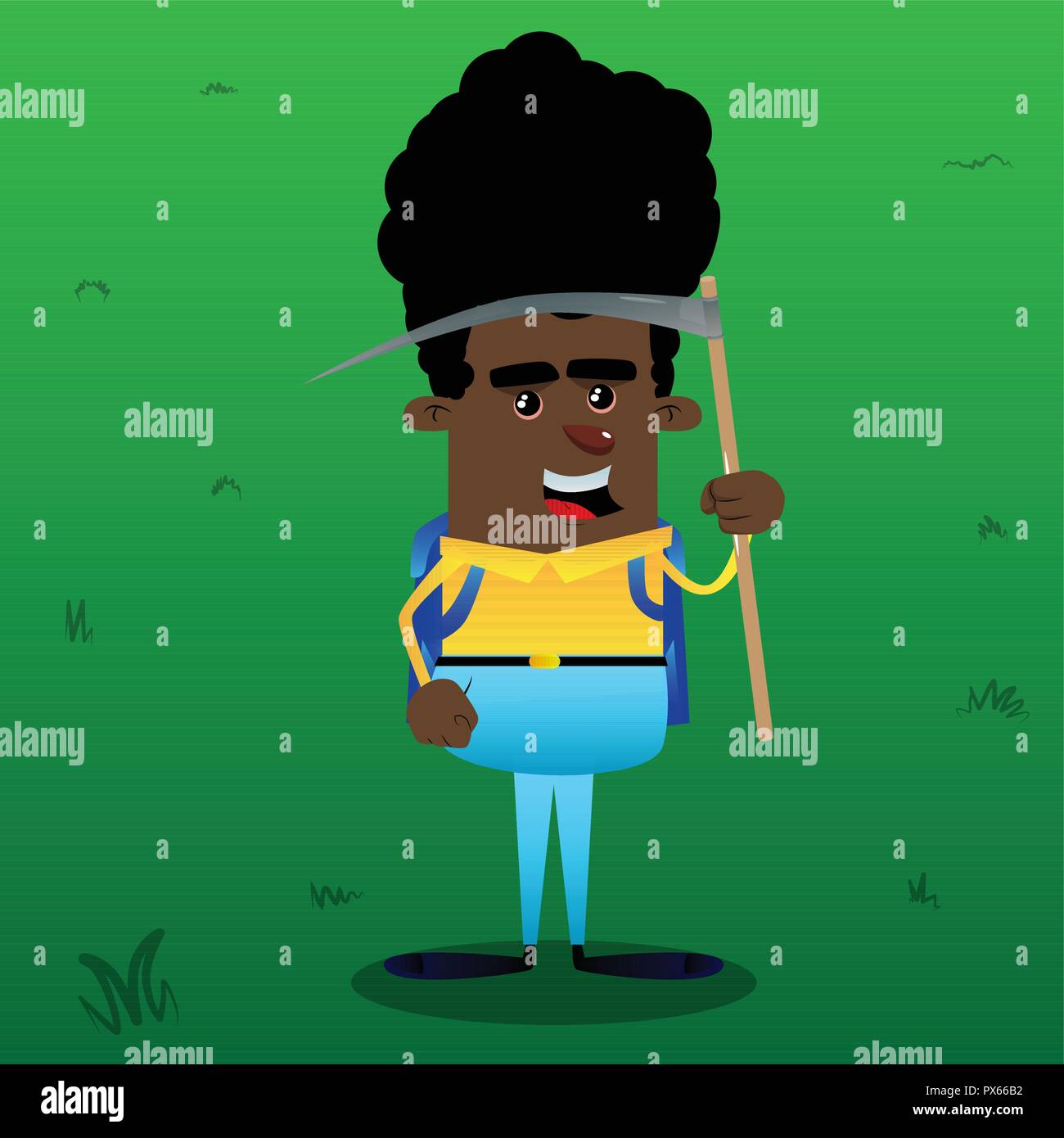 Schoolboy holding a scythe. Vector cartoon character illustration Stock ...