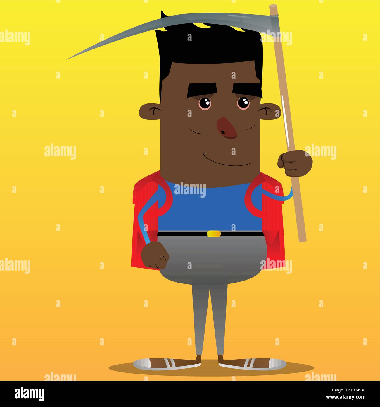 Schoolboy holding a scythe. Vector cartoon character illustration Stock ...