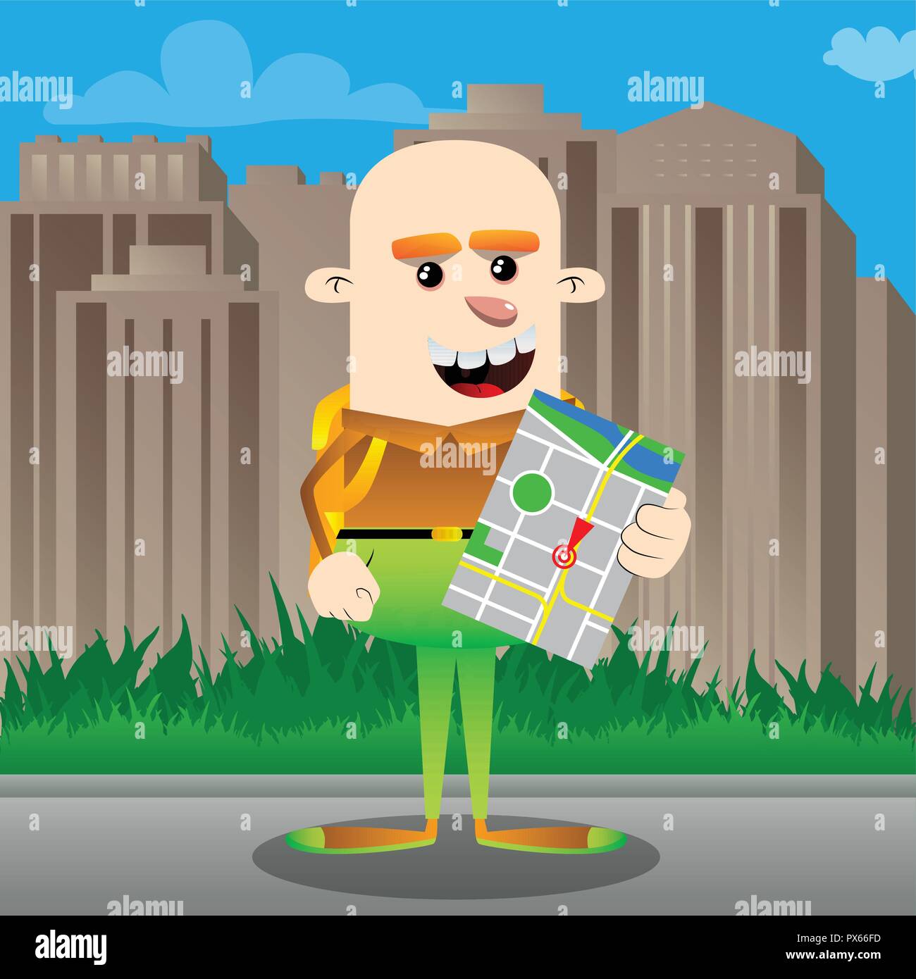 Schoolboy holding map. Vector cartoon character illustration Stock ...