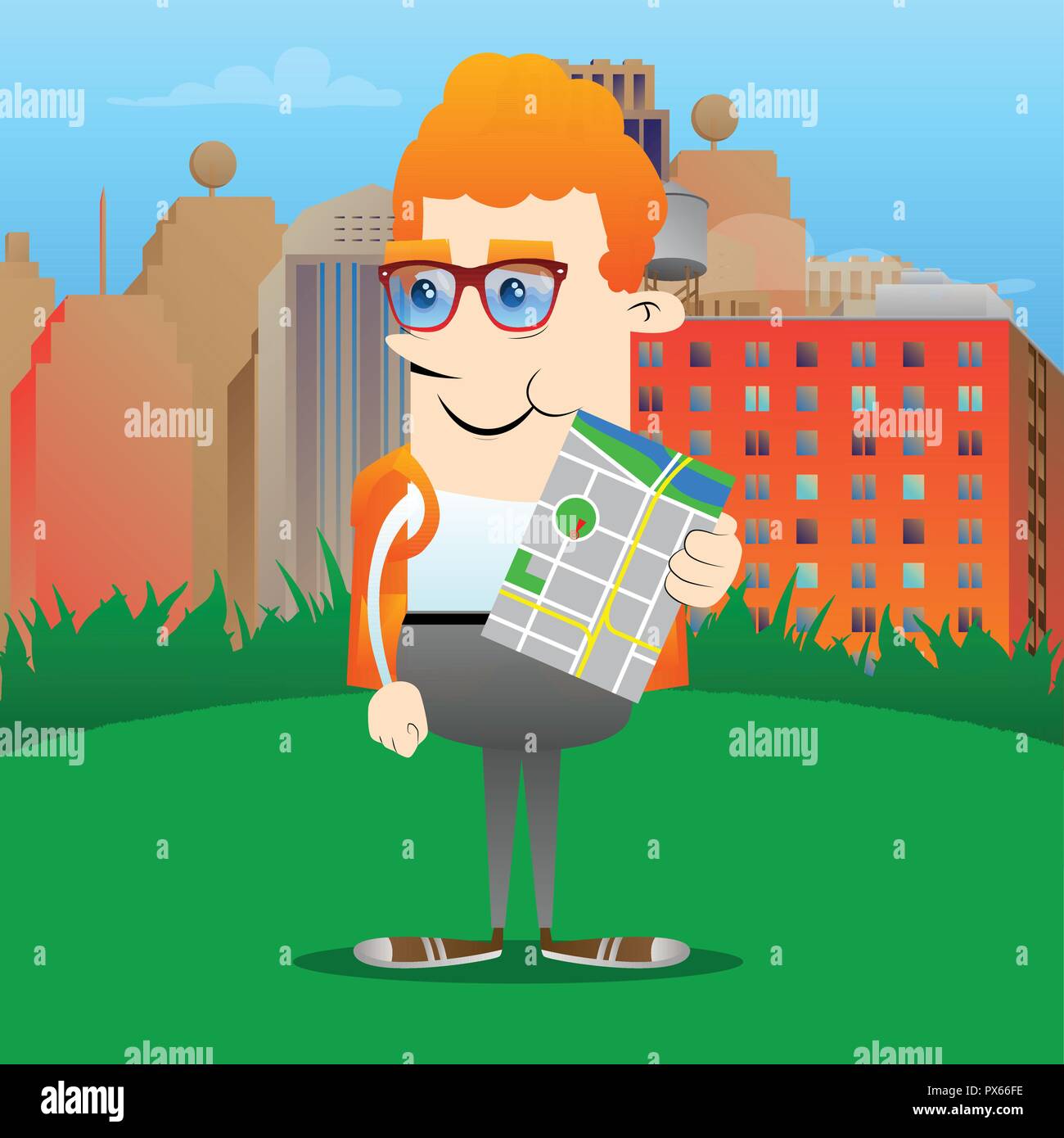 Schoolboy holding map. Vector cartoon character illustration Stock ...