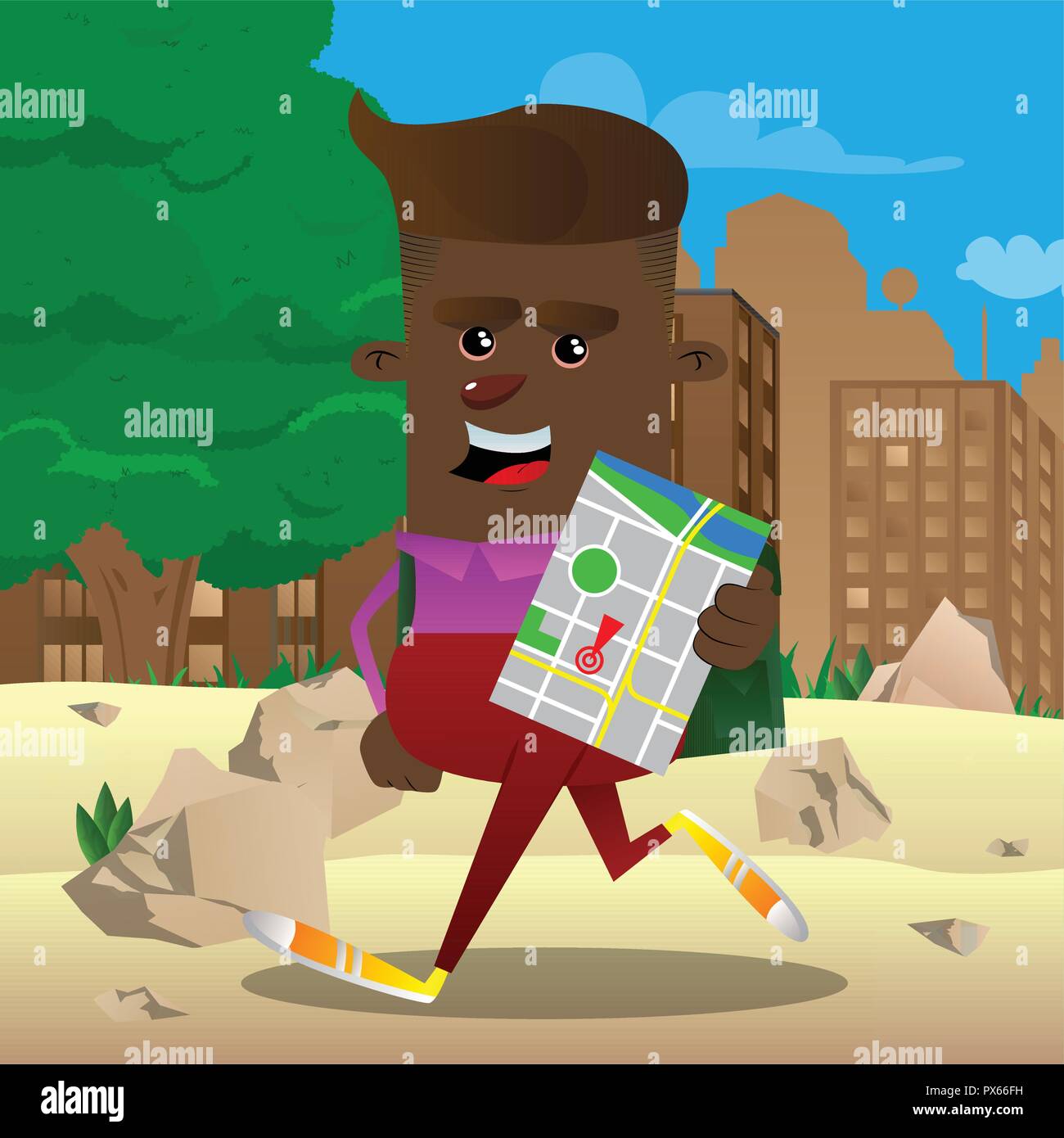 Schoolboy holding map. Vector cartoon character illustration Stock ...