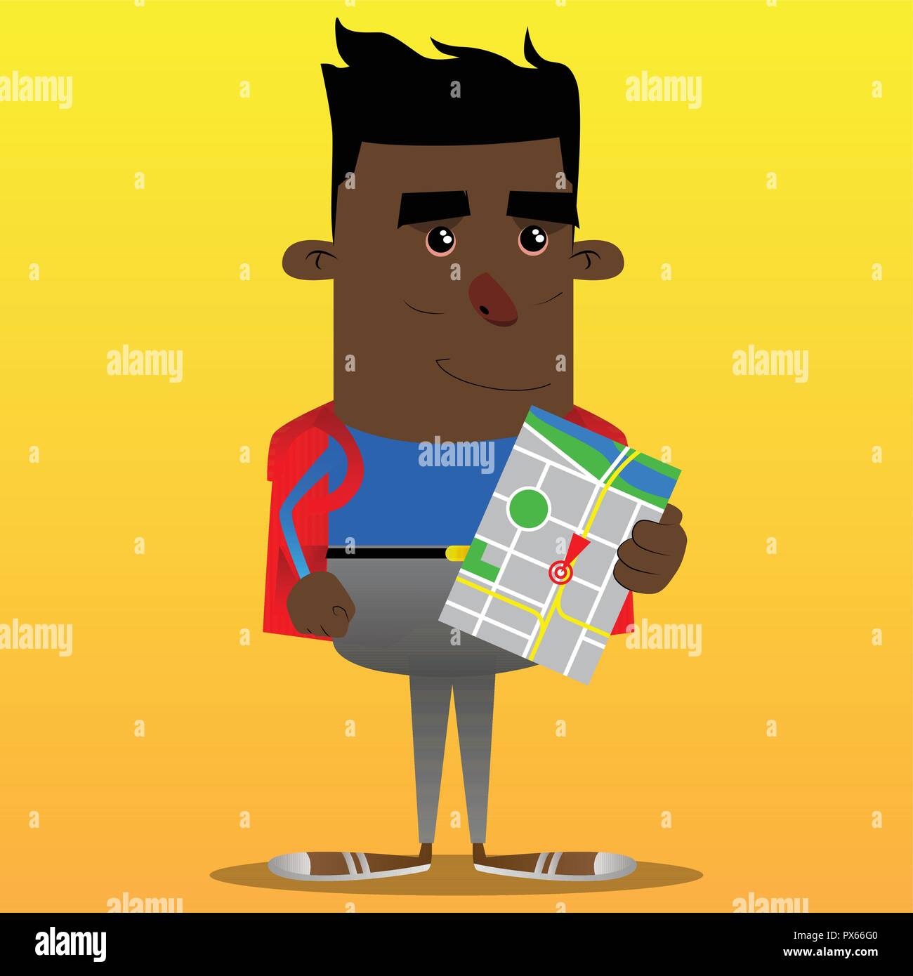 Schoolboy holding map. Vector cartoon character illustration Stock ...