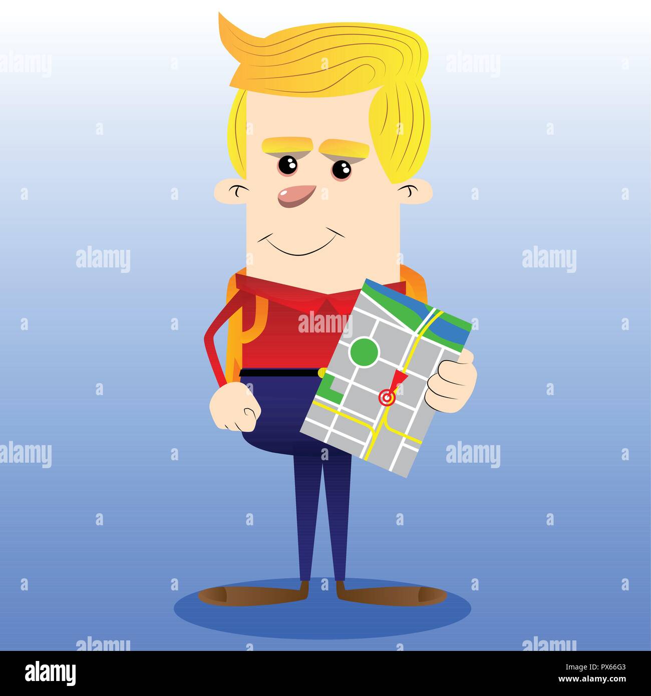 Schoolboy holding map. Vector cartoon character illustration Stock ...