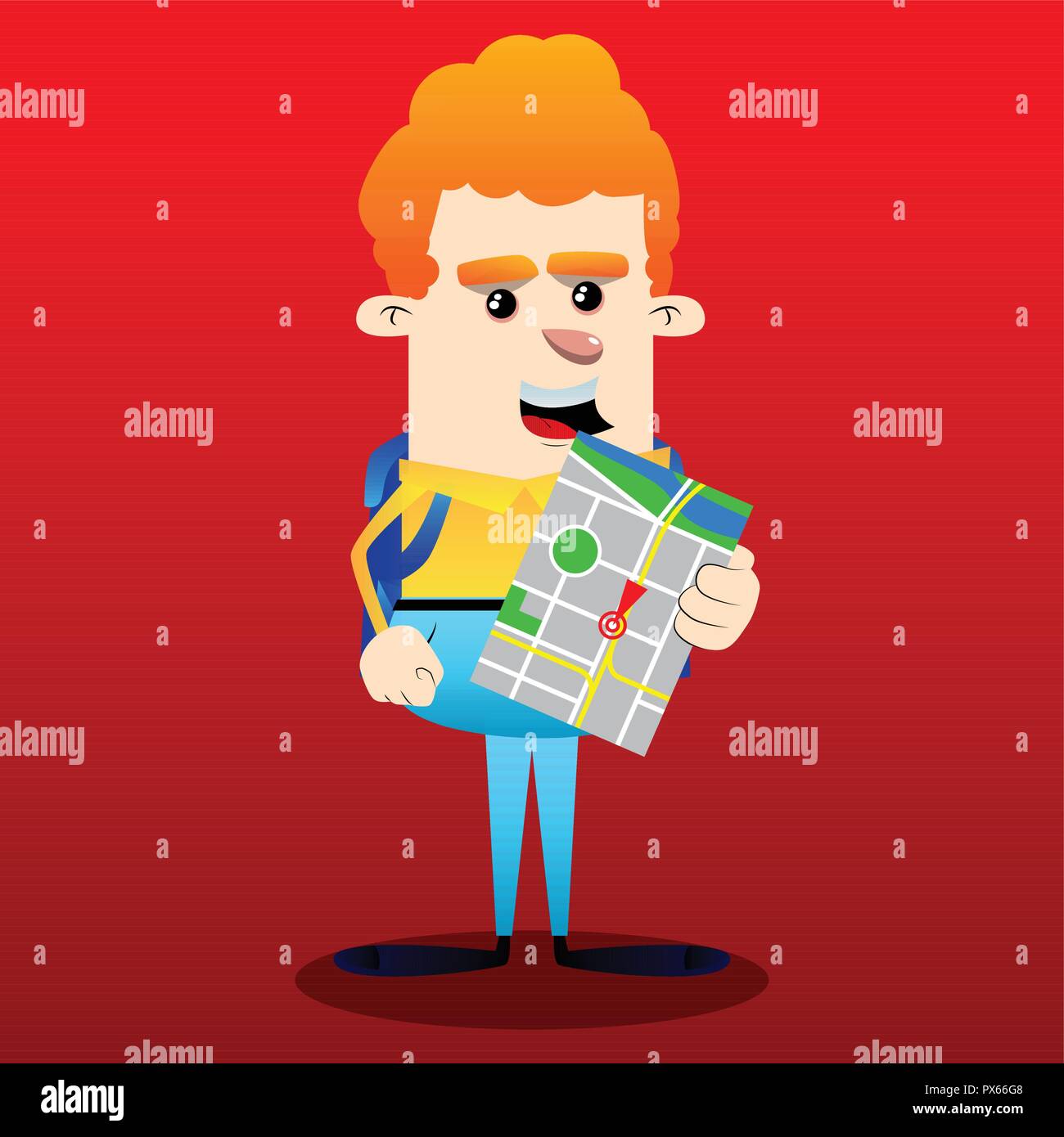 Schoolboy holding map. Vector cartoon character illustration Stock ...