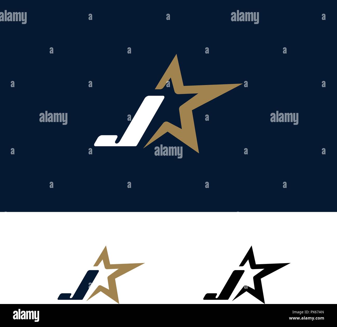 Letter J logo template with Star design element. Vector illustration ...