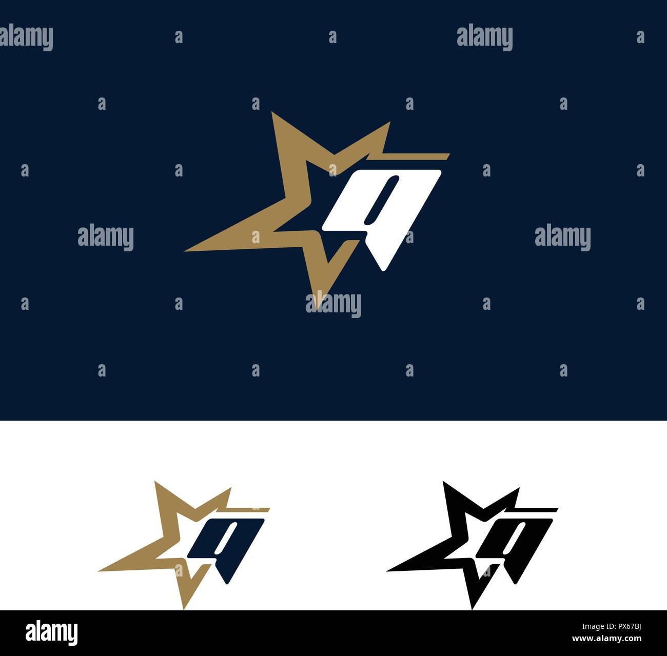 Letter Q logo template with Star design element. Vector illustration ...