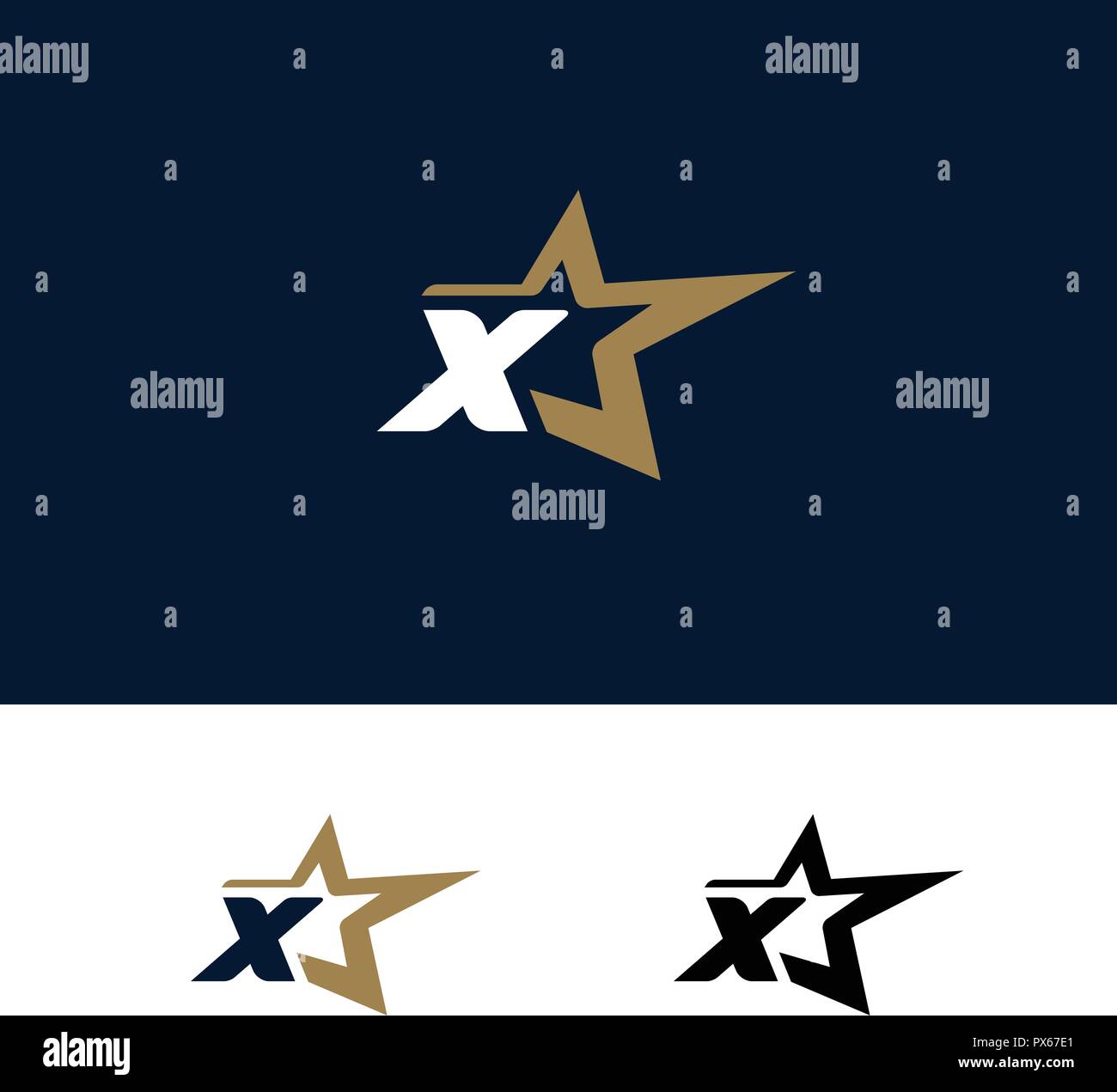 Letter X logo template with Star design element. Vector illustration ...