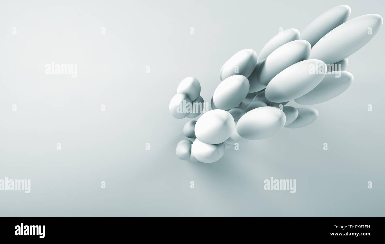 Abstract white digital background with round shapes formation, 3d ...