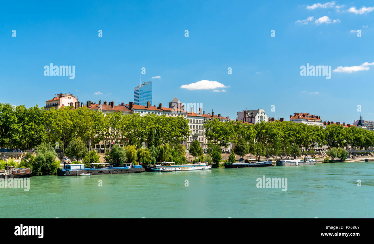 The Rhone Riverside in Lyon, France Stock Photo - Alamy