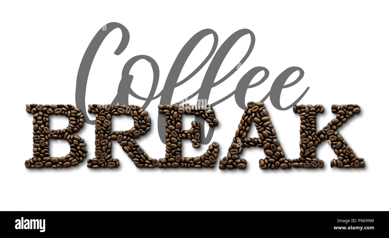 Coffee break typography quote. Coffee bean design lettering quote. 3D ...