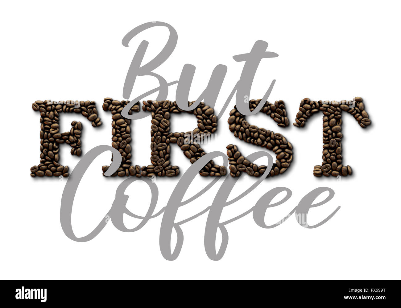 But First Coffee typography quote. Coffee bean design lettering quote ...