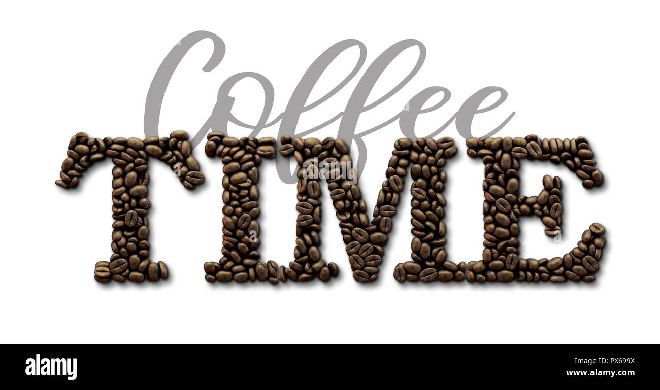 Coffee time typography quote. Coffee bean design lettering quote. 3D ...