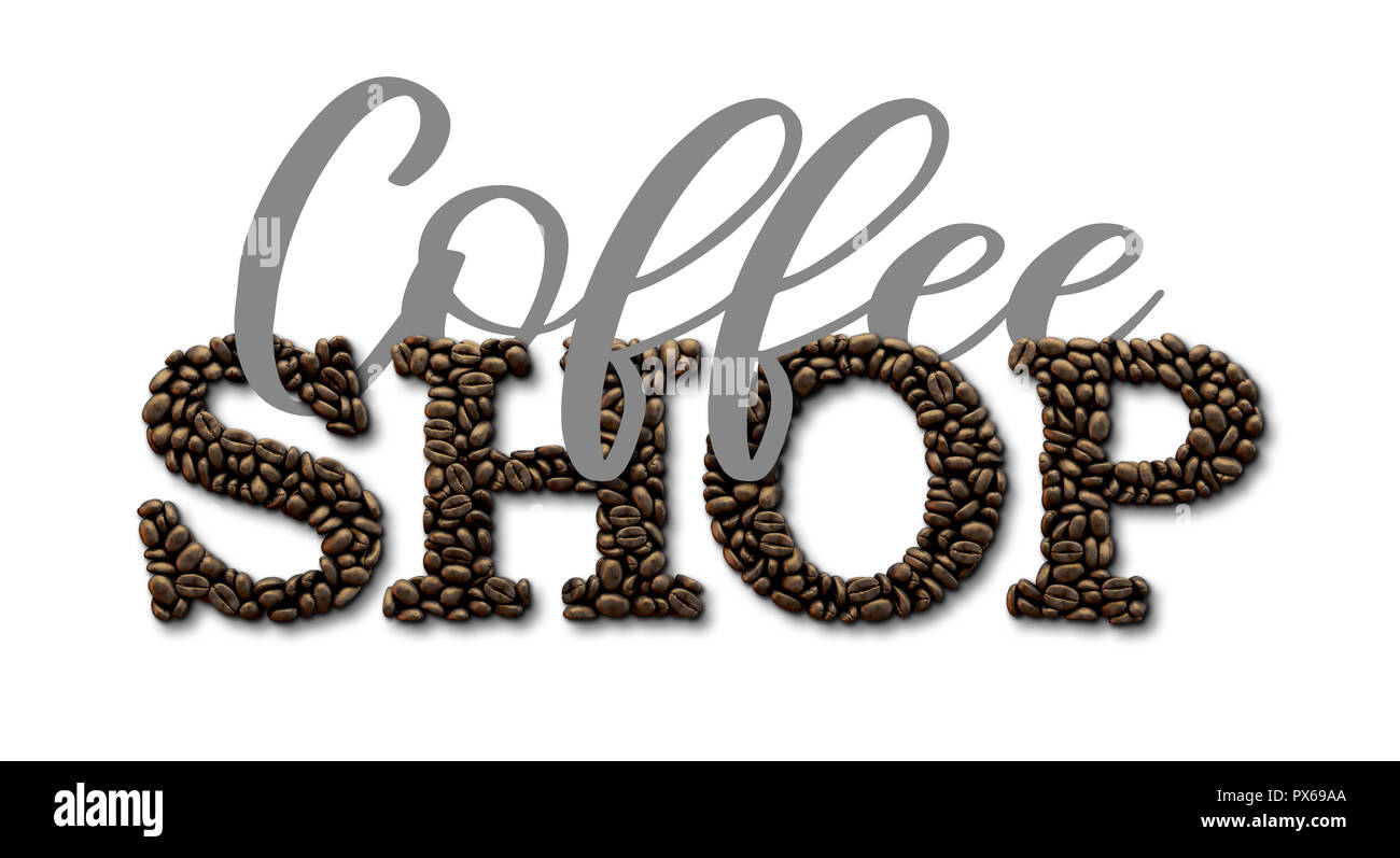 Coffee shap typography quote. Coffee bean design lettering quote. 3D ...