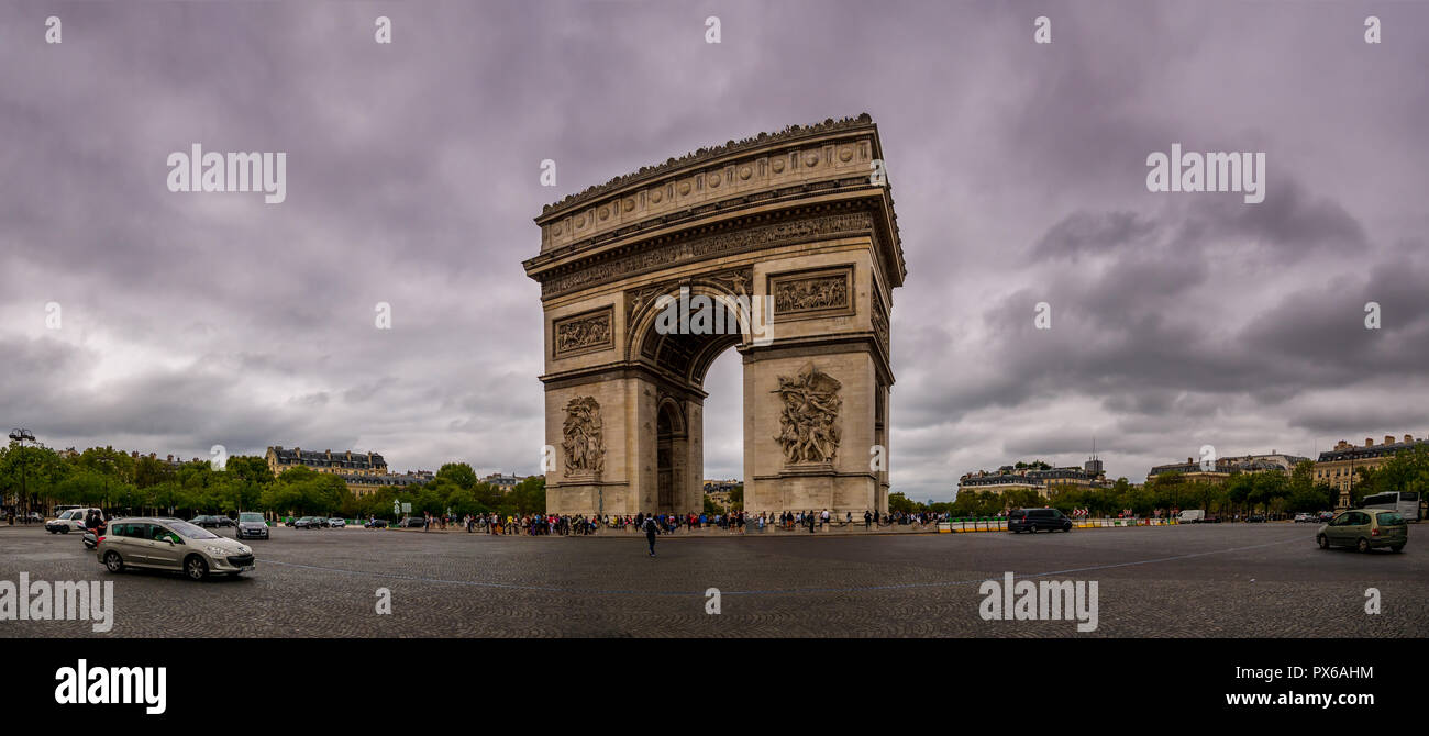 Paris, France - August 15, 2018 : Tourist surrounding one of the most ...