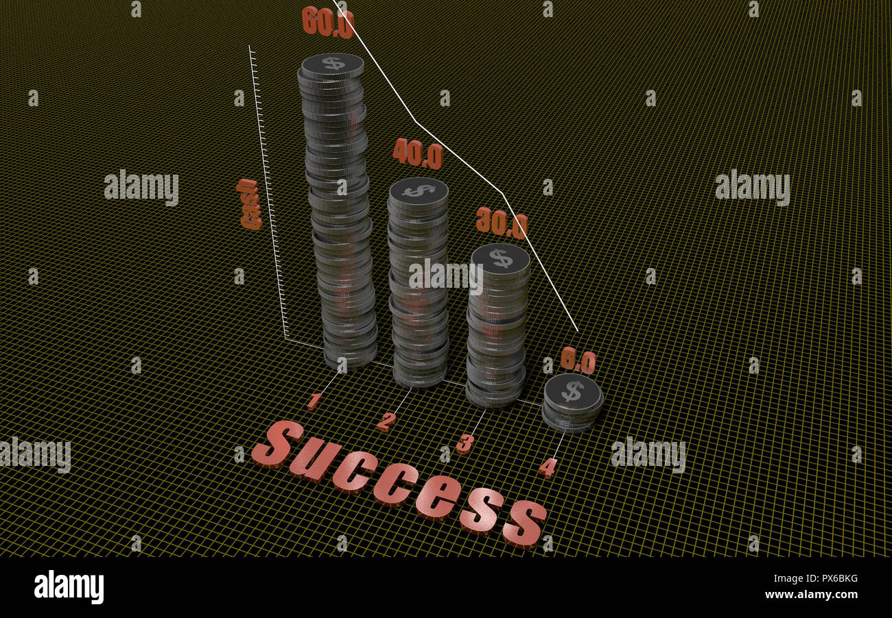 Financial success concept.diagram of silver dollar coins Stock Photo ...