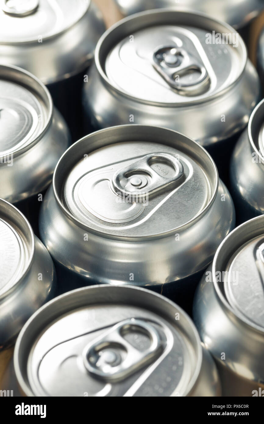 Shiny Silver Aluminum Soda Cans in a Group Stock Photo - Alamy
