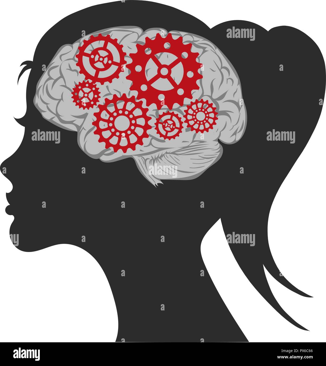 illustration Creative woman brain and gear vector template Stock Vector ...