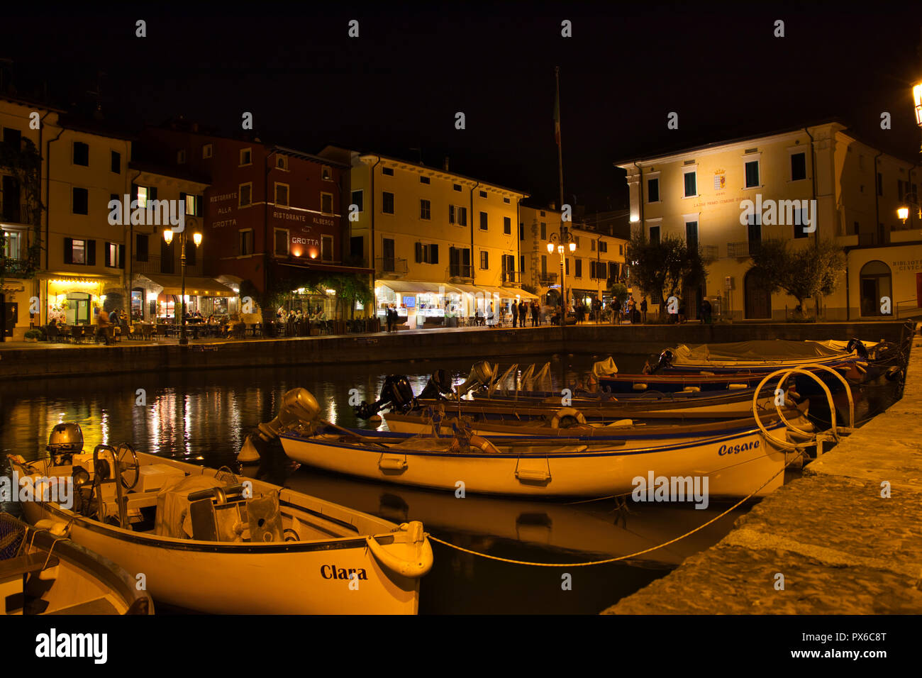 Historic harbour in the night Stock Photo - Alamy