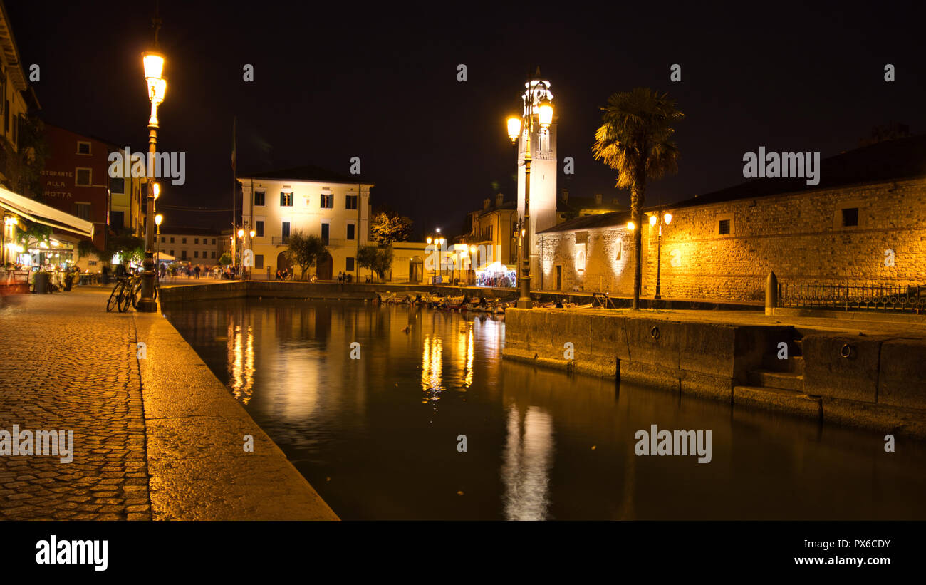 Historic harbour in the night Stock Photo - Alamy