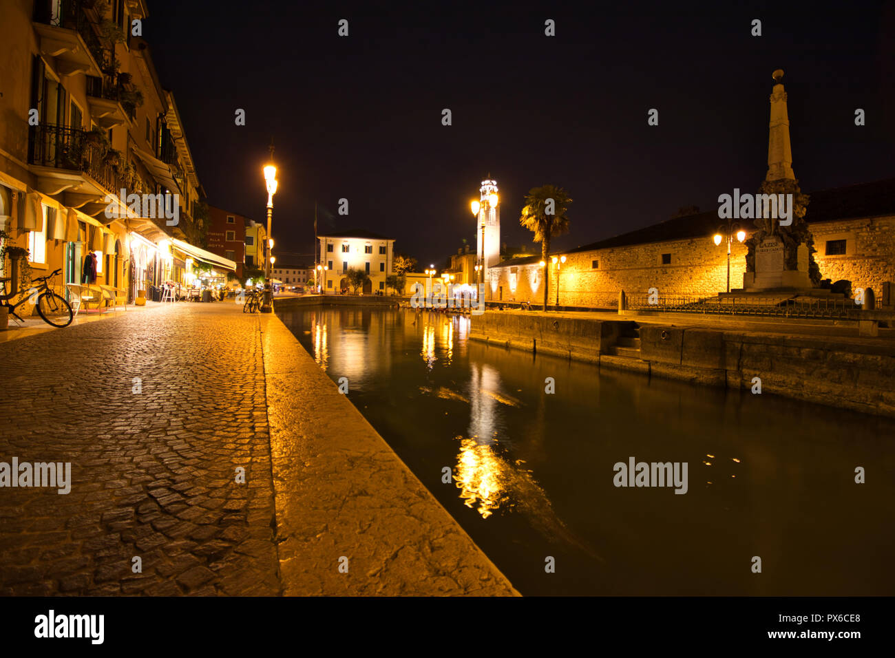 Historic harbour in the night Stock Photo - Alamy