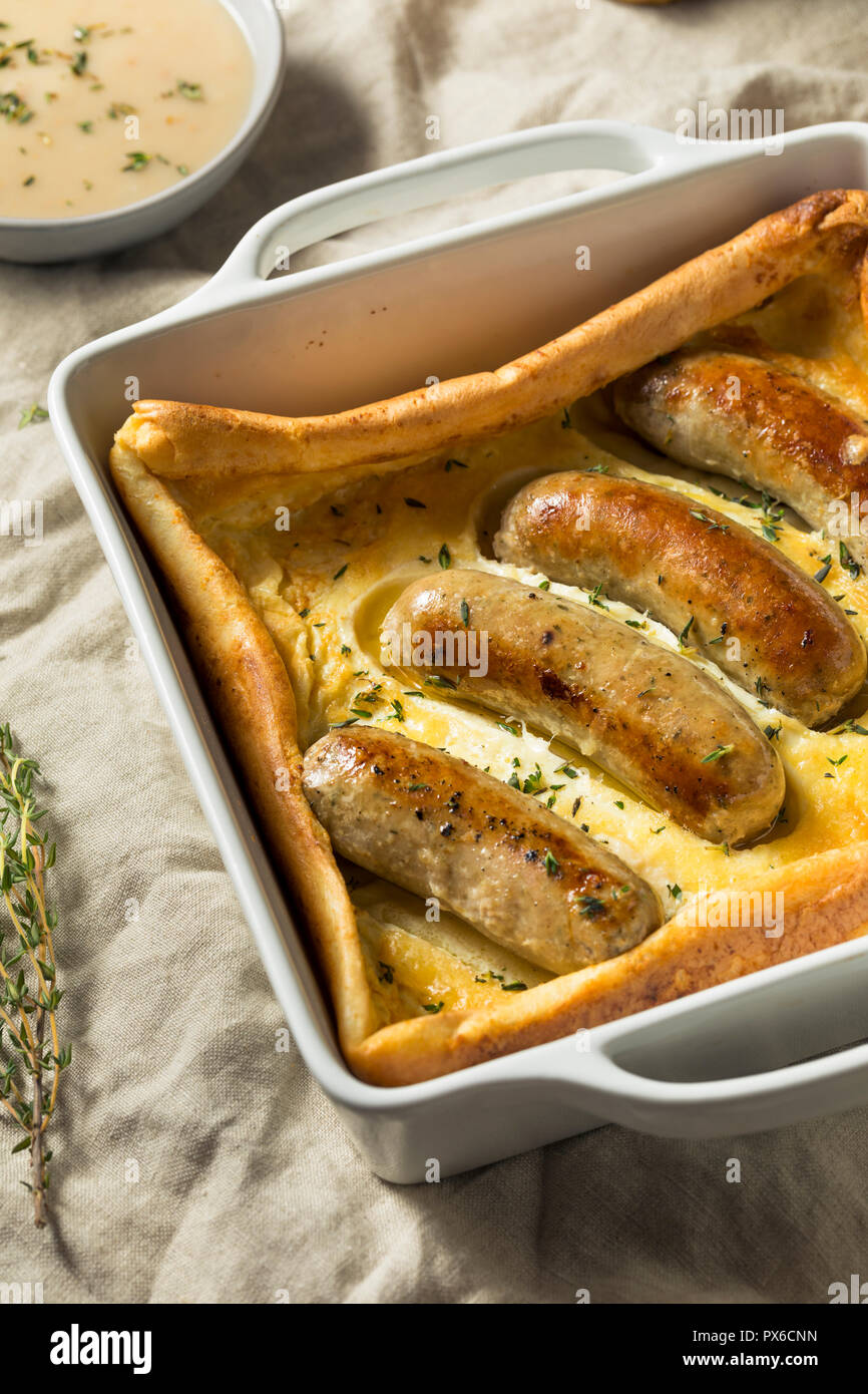 Homemade English Toad in the Hole Ready to Eat Stock Photo - Alamy