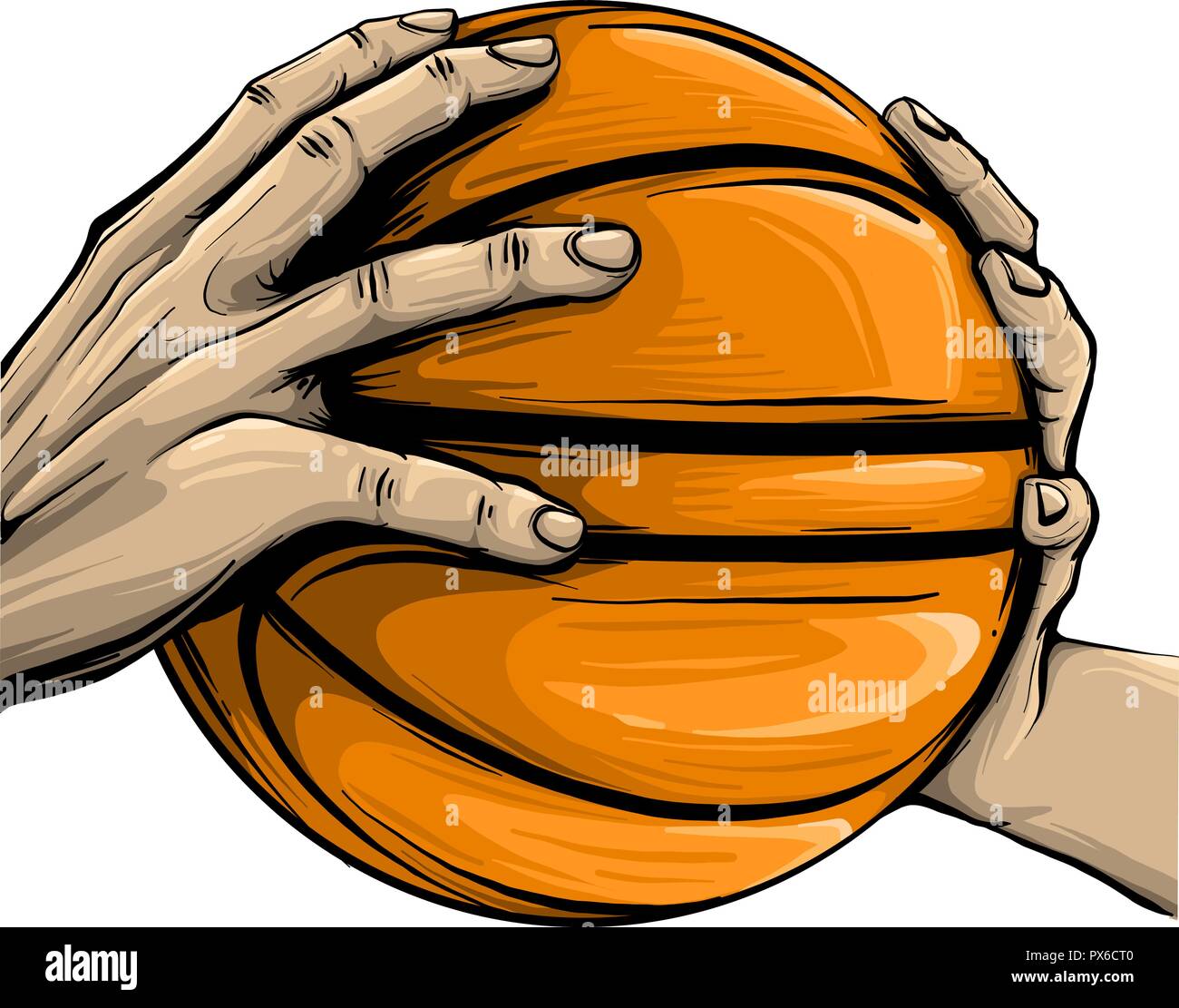 vector hand and basketball isolated on white Stock Vector Image & Art ...