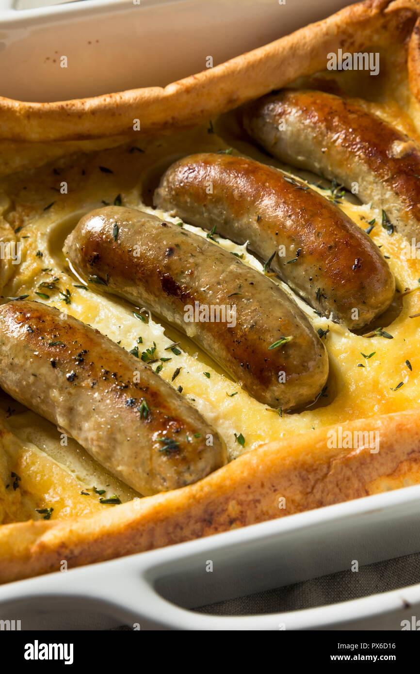 Homemade English Toad in the Hole Ready to Eat Stock Photo - Alamy