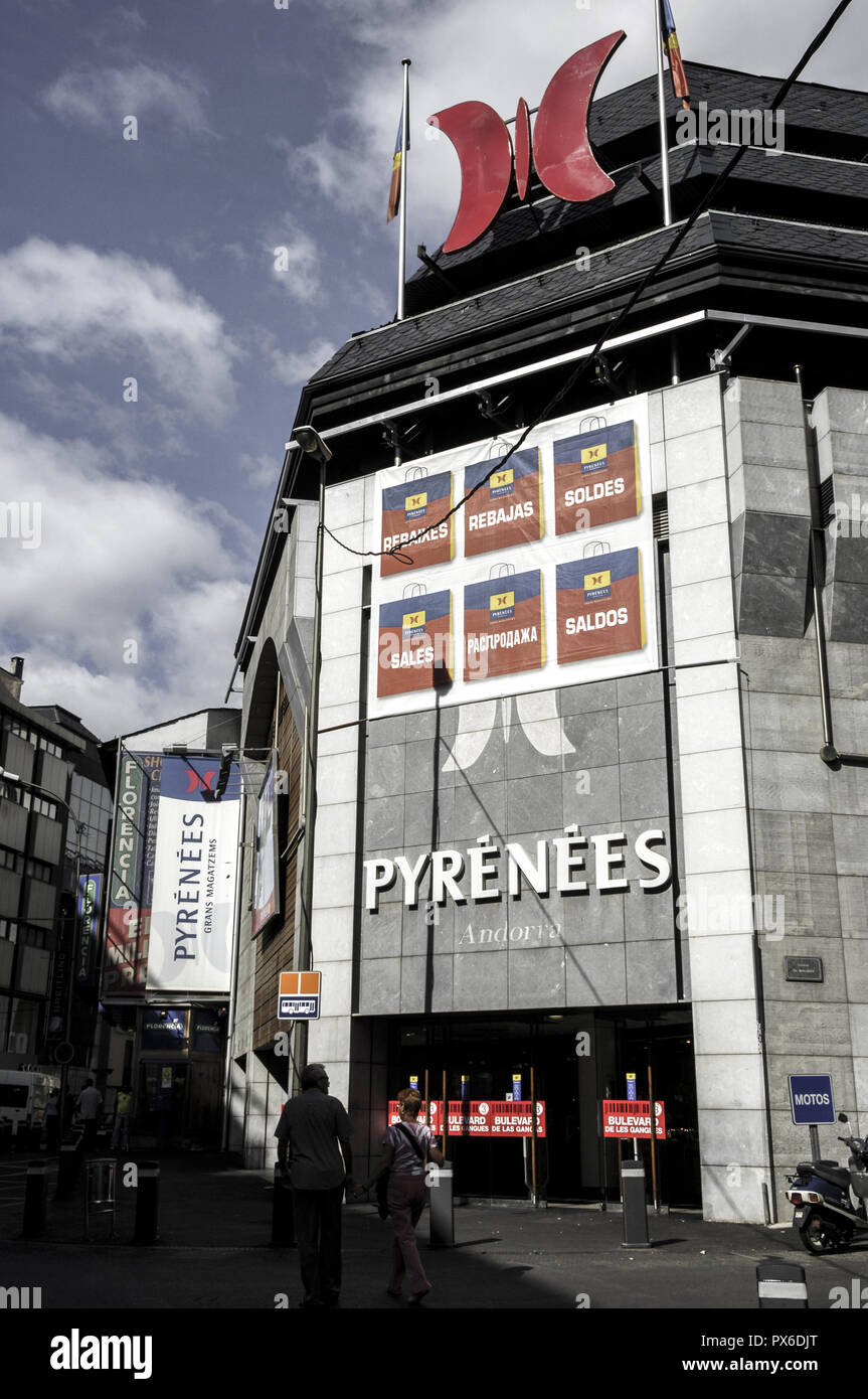 Andorra la vella capital shopping mall pyrenees hi-res stock ...