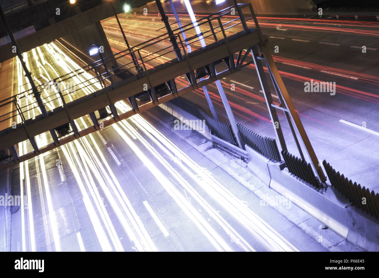 Traffic at city highway at evening, light effects, Austria, Vienna ...
