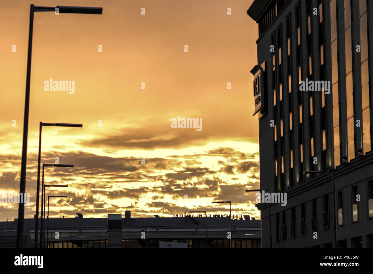 International Airport Vienna at Wien Schwechat, evening setting ...