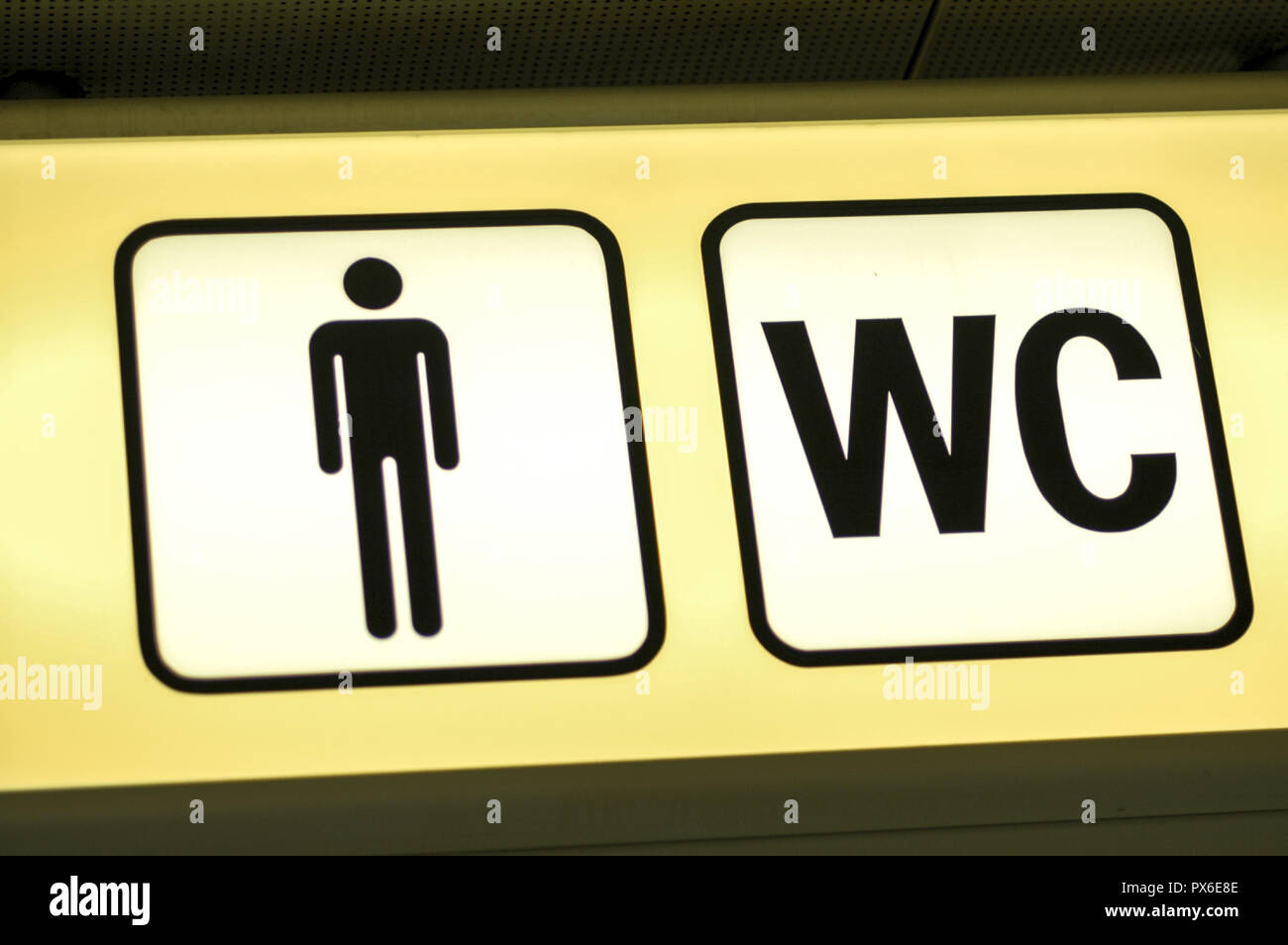 Sign, WC, men´s toilette Stock Photo - Alamy