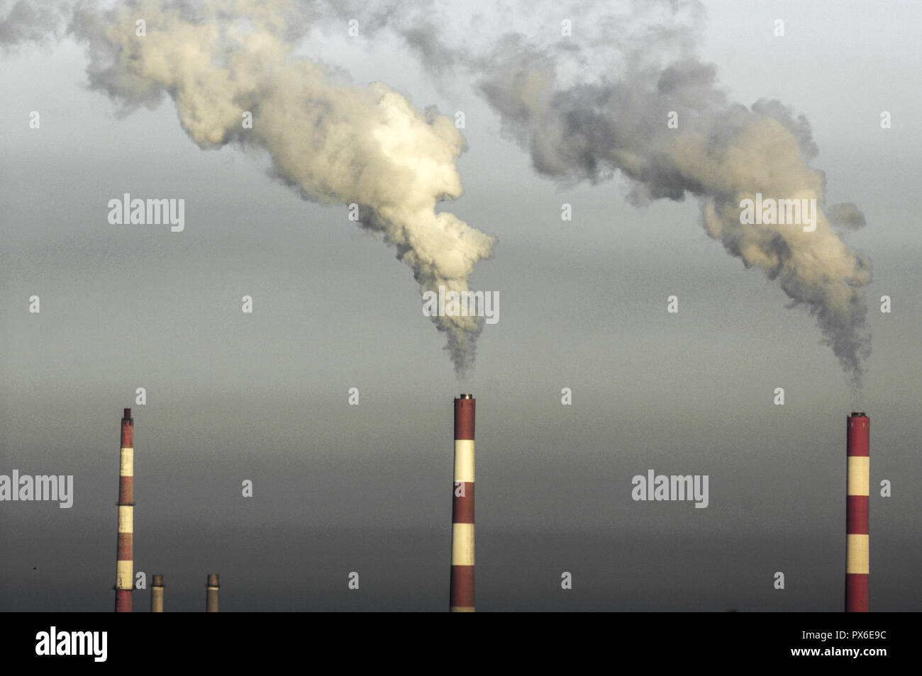 Industrial plant, smokestacks Stock Photo - Alamy
