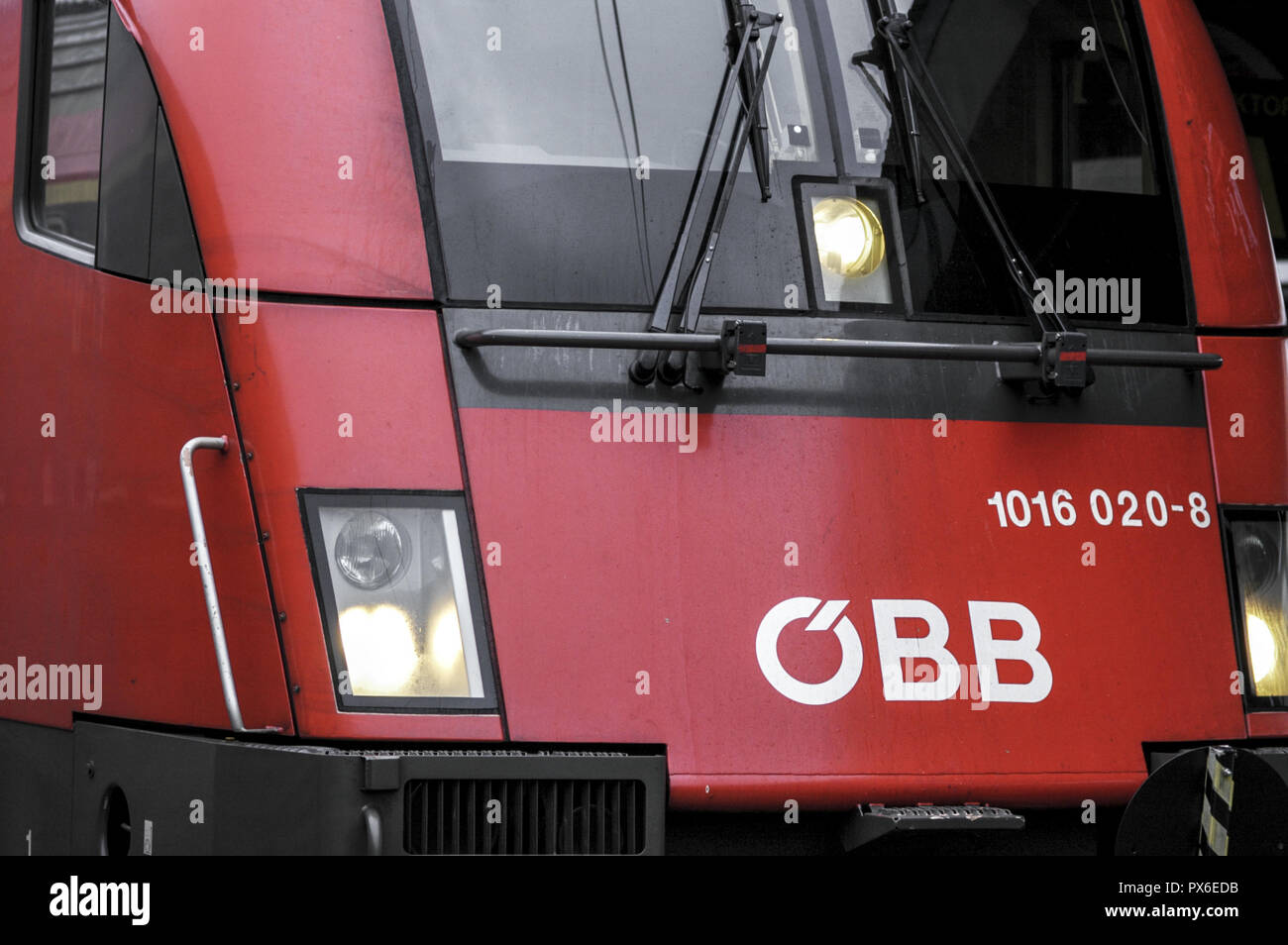 OEBB, Austrian Federal railway, train front with company logo, Austria ...