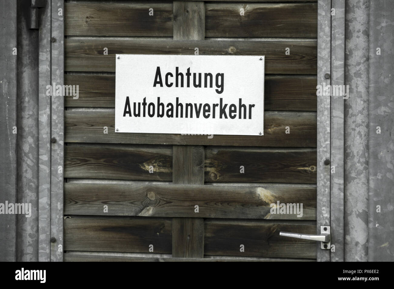 Danger sign, freeway traffic Stock Photo - Alamy