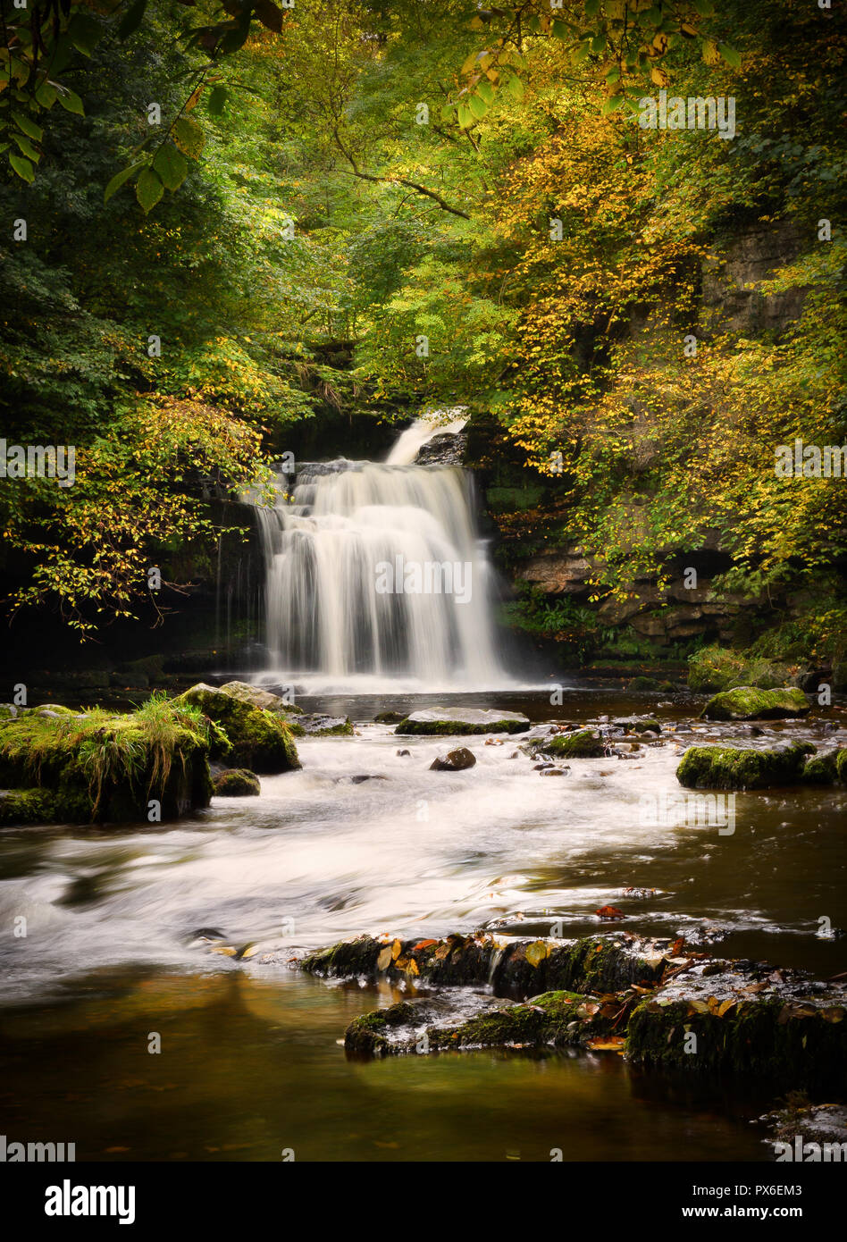 Cauldron Falls waterfall on the Walden Beck at West Burton in the ...