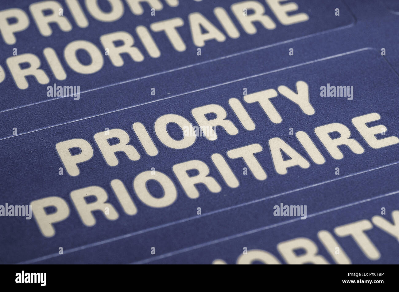 Sticker: Priority, Prioritaire Stock Photo - Alamy