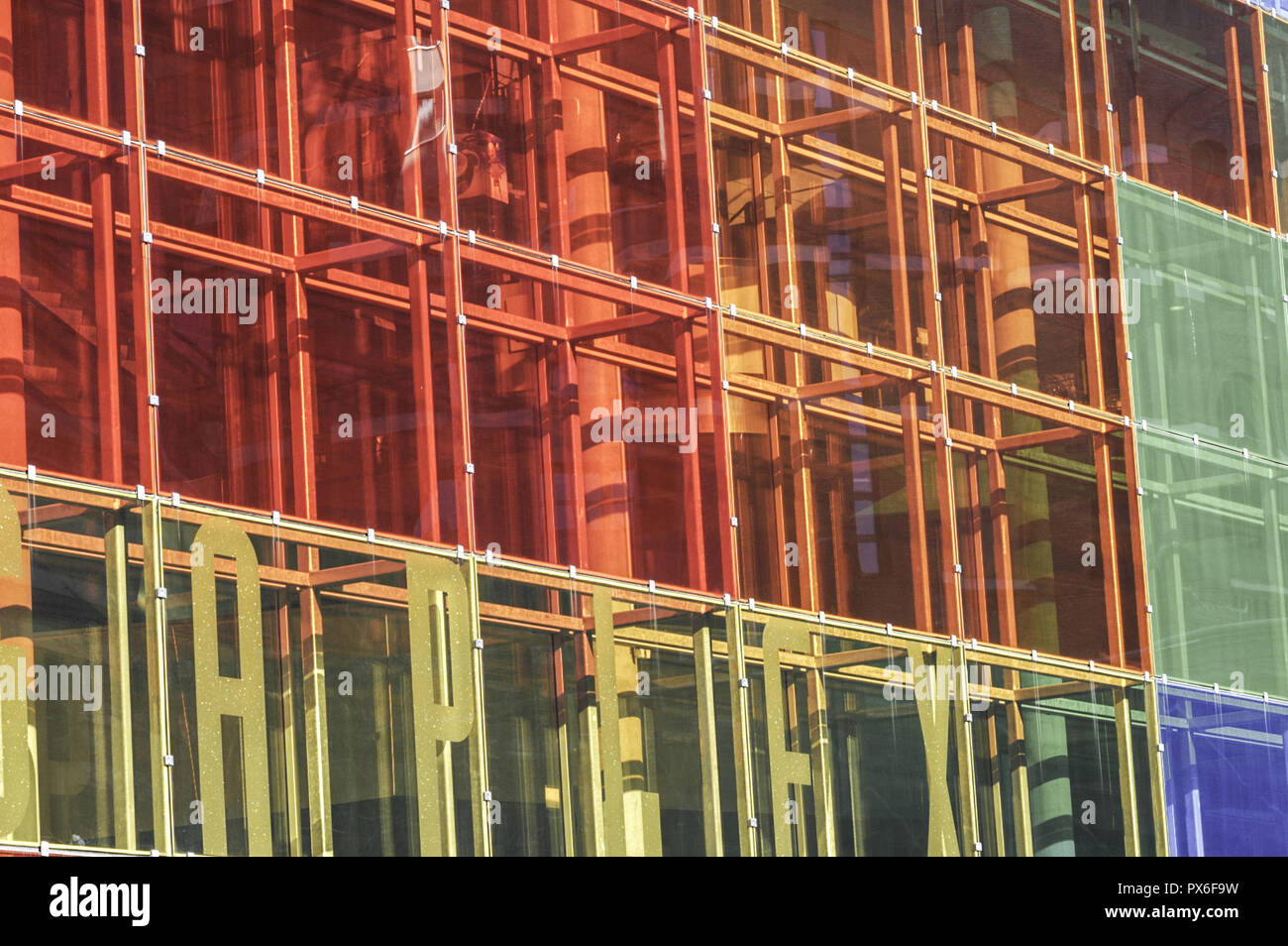 Colourful glass facade, G-City, Vienna, Austria, 3. district, Gasometer ...
