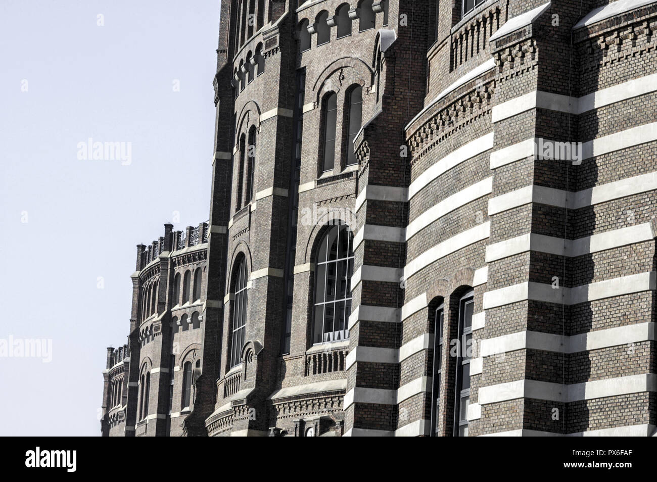 Brick-lined facade, Gasometer, G-City, Vienna, Austria, 3. district ...