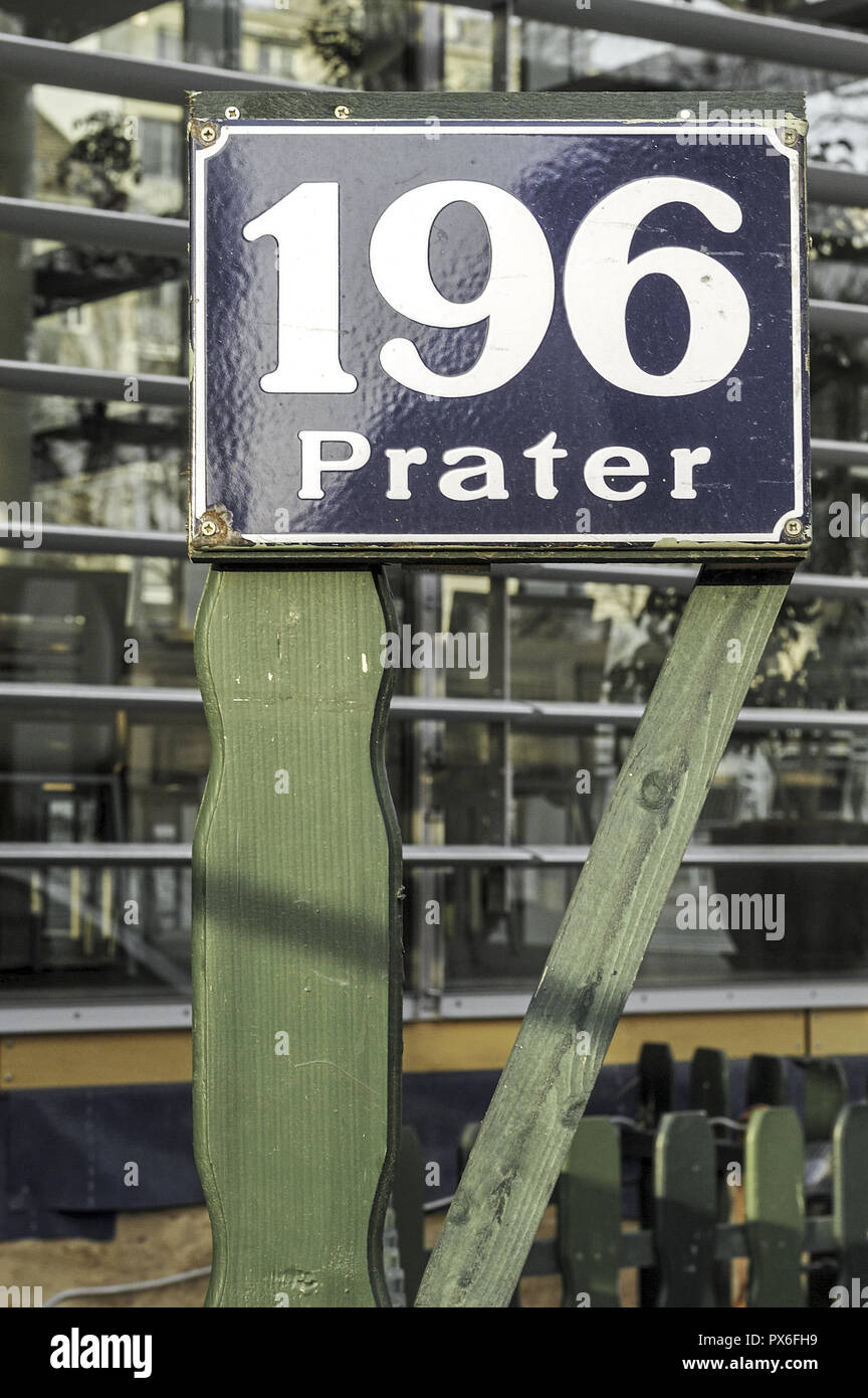 Vienna, sign Prater 196, Austria, 2. district, Prater Stock Photo - Alamy