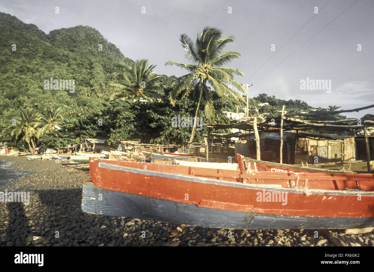 Fishing boats, Dominica, DM diverse, Scotts Head Stock Photo - Alamy