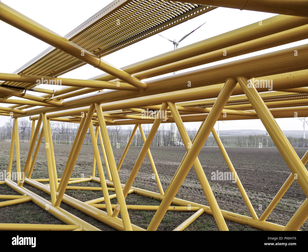 Yellow structural design, stage Stock Photo - Alamy