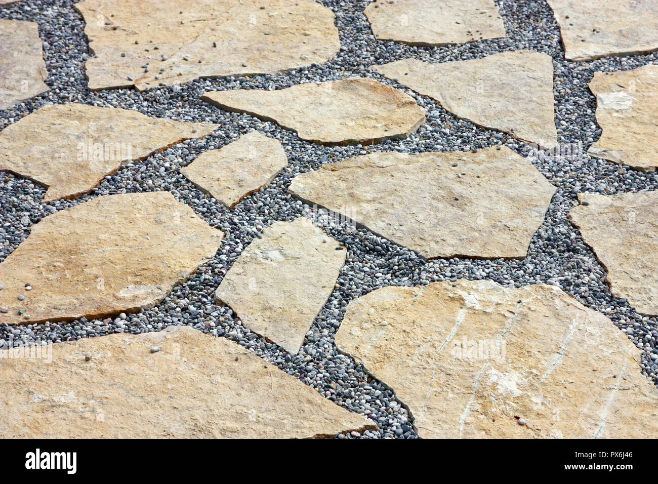 Stone tile pathway in the garden, detail, background Stock Photo - Alamy