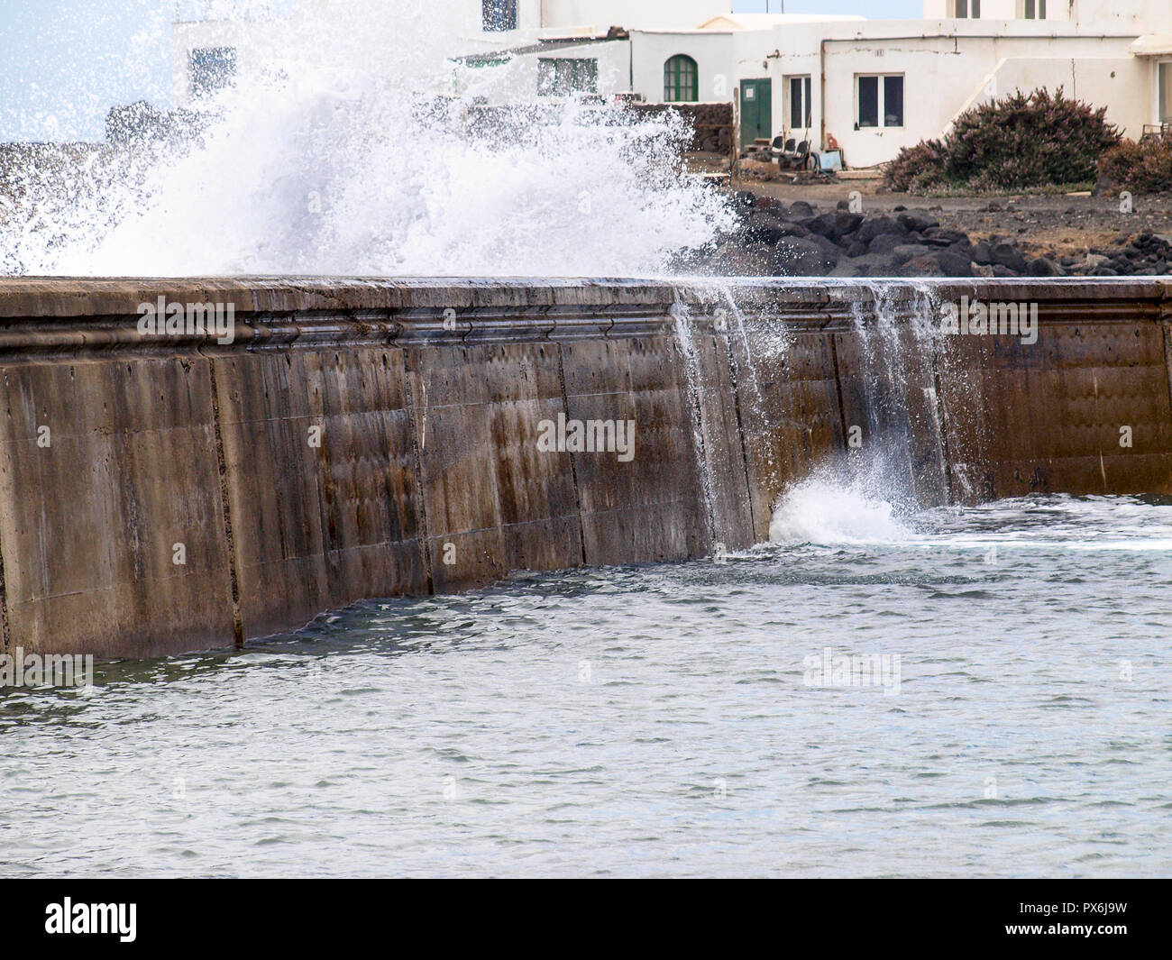 Lanzarote, Spain - June 10, 2017: Artificial pool of La Charca Stock ...