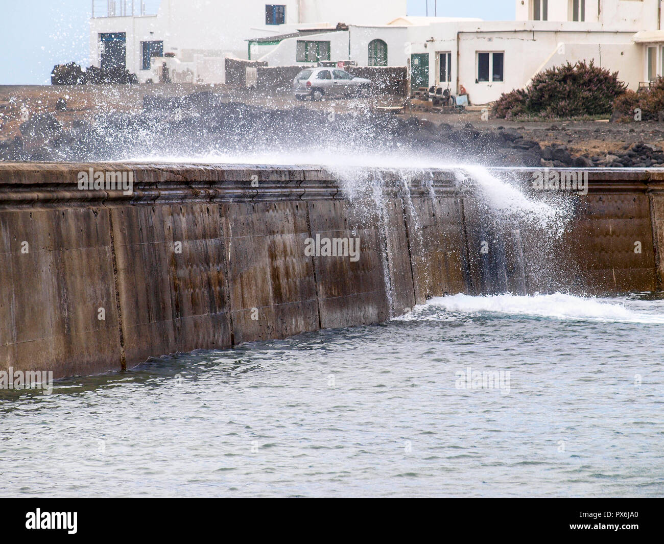 Lanzarote, Spain - June 10, 2017: Artificial pool of La Charca Stock ...