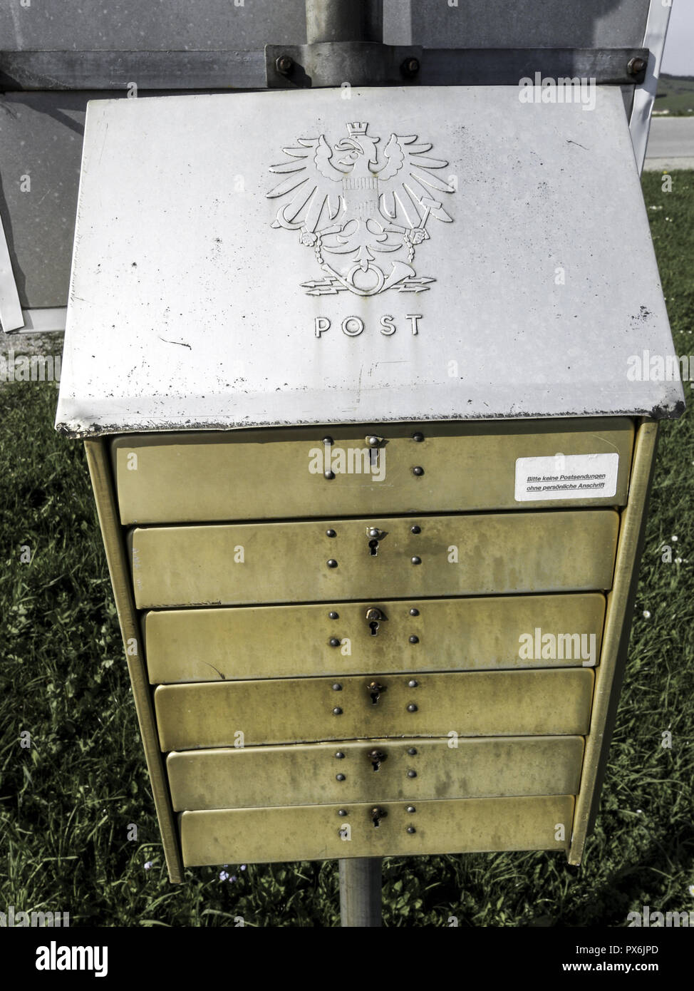 Mailbox of the Austrian Post, Austria, Lower Austria, Mostviertel Stock ...