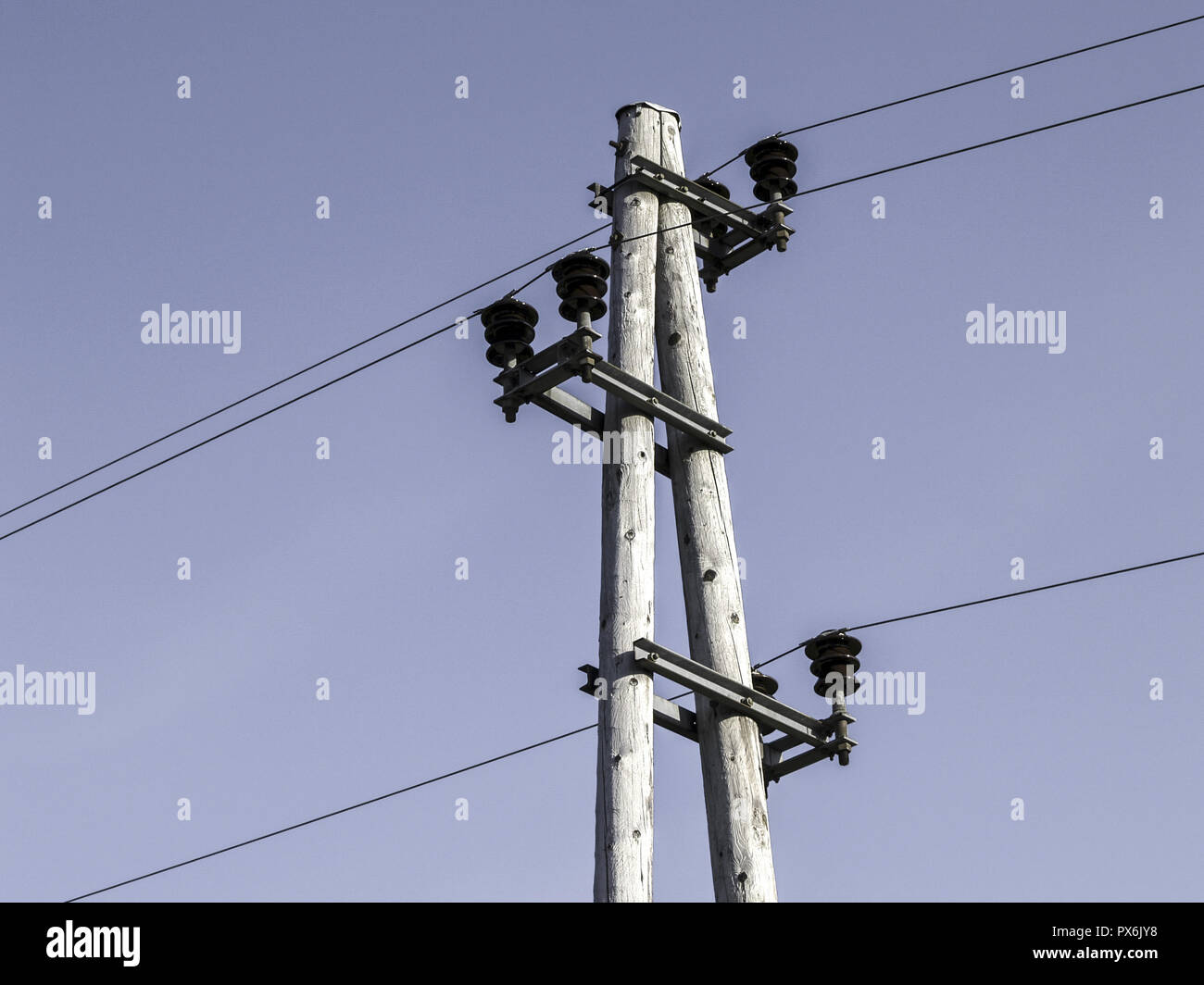 Power pole and power supply line Stock Photo - Alamy