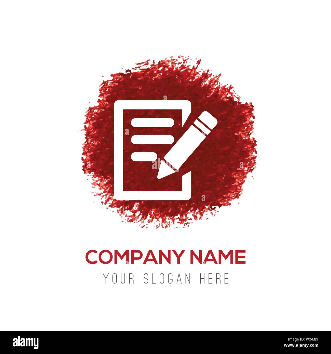 Pencil and Note Icon - Red WaterColor Circle Splash Stock Vector Image ...