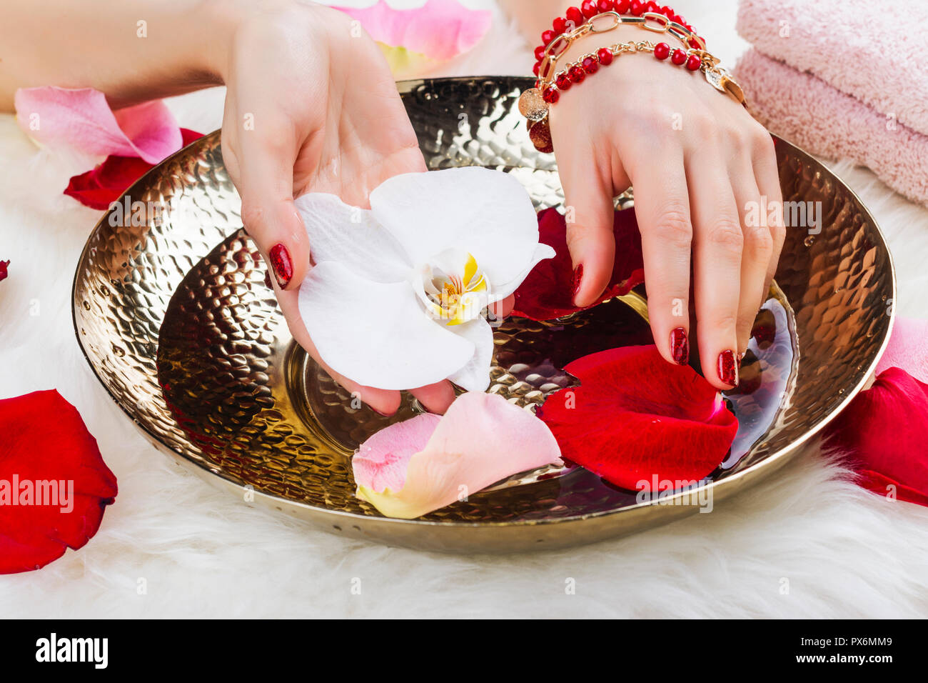 Female SPA manicure Stock Photo - Alamy