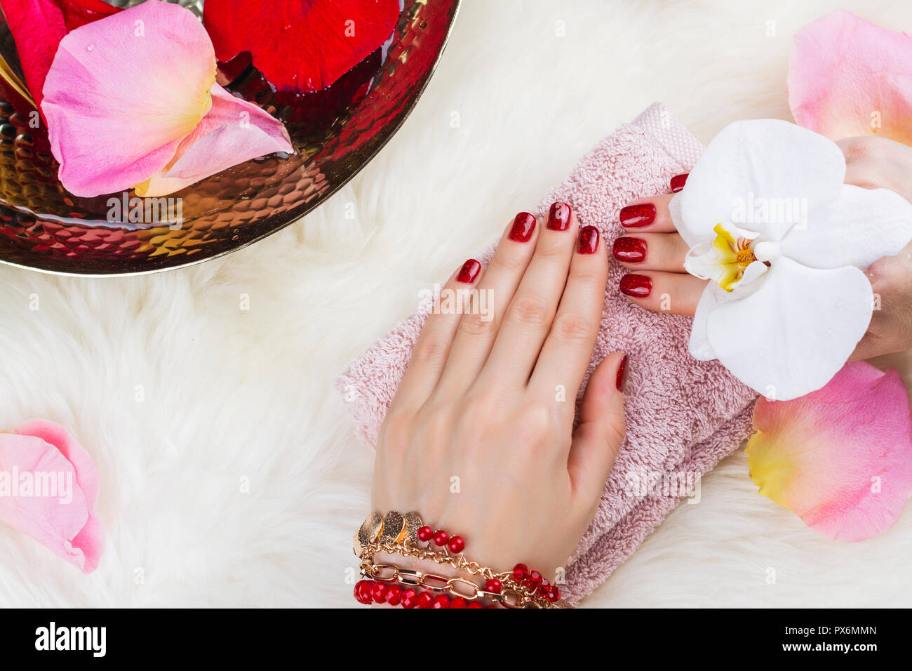 Female SPA manicure Stock Photo - Alamy